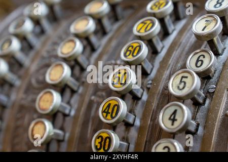 Selective focus, numbers, vintage cash register Stock Photo - Alamy