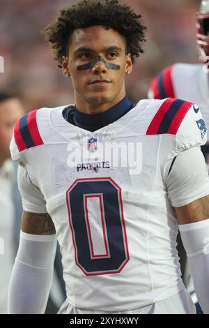 Christian Gonzalez, of the New England Patriots, poses on the red ...