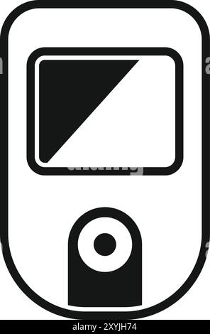 Simple outline illustration of a glucometer with a display showing the ...