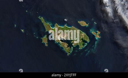 Isla de Culebra in the Caribbean Sea on a colored elevation map Stock ...