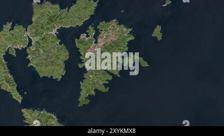Nakanoshima, Shimane Island in the Japan Sea on a topographic, OSM ...