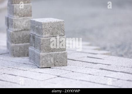 Detail to interlocking paving ready for new path pavement, building ...