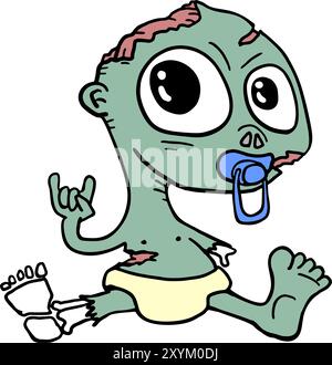 Vector illustration of Cartoon Baby Zombie character Stock Vector Image ...