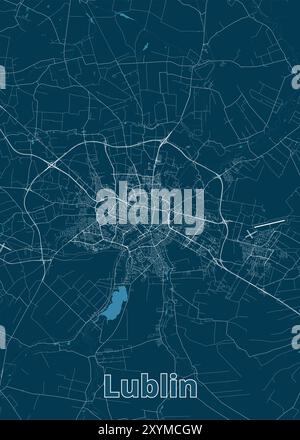 Lublin of Poland map shape, travel web flat concept icon vector ...