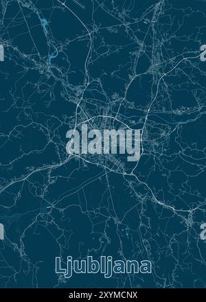 Ljubljana city map poster. Map of Ljubljana street map poster ...