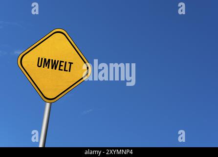 umwelt - yellow sign with blue sky Stock Photo - Alamy