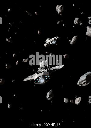Asteroid field with stars on deep outer space. Meteorites. High ...
