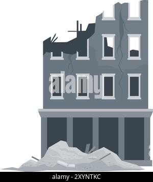Destroyed falling building after a catastrophe, isolated Stock Vector ...
