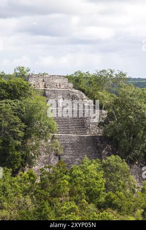 Buildings in the Mayan city of Calakmul, Campeche state, Mexico, June 7 ...