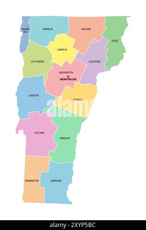 Vermont state political map Stock Photo - Alamy