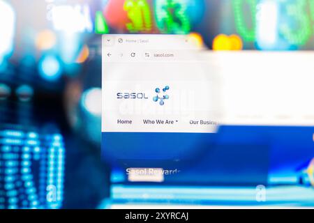 In this photo illustration, the Sasol Limited logo seen displayed on a ...