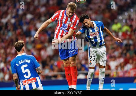 (L-R) Alexander Sorloth (Atletico), Omar El Hilali (Espanyol), FEBRUARY ...