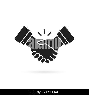 black handshake or shakehand icon like badly deal. flat style trend ...