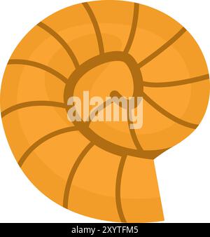 Vector cartoon prehistoric seashell or mollusk icon with teeth. Cute ...