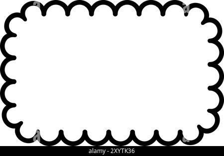 Border frame scallop edge rectangle vector shape. Wave scallop squiggle ...