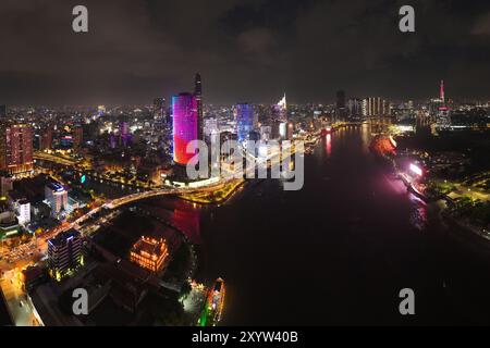 Nha Rong Port in night. Ho Chi Minh city. Vietnam Stock Photo - Alamy
