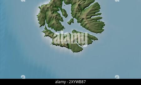 Adams Island in the Tasman Sea on a topographic, OSM Humanitarian style ...