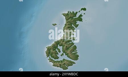 Auckland Island in the Tasman Sea on a topographic, OSM Humanitarian ...
