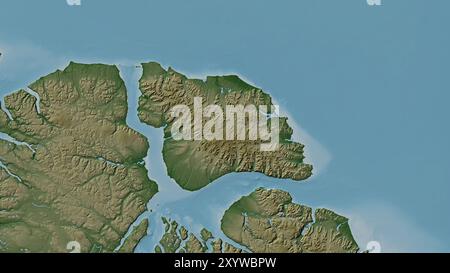 Bylot Island in the Baffin Bay on a topographic, OSM Humanitarian style ...