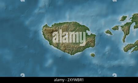 Pulau Buru in the Banda Sea on a topographic, OSM Humanitarian style ...