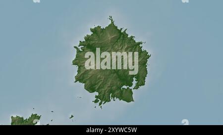 Dogo Island in the Japan Sea, belonging to Japan, isolated on a bilevel ...