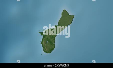 Guam Island in the Philippine Sea on a topographic, OSM Humanitarian ...
