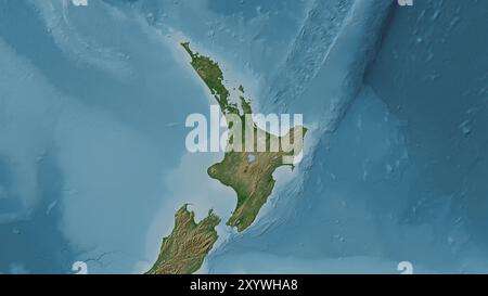 North Island in the Tasman Sea, belonging to New Zealand, isolated on a ...
