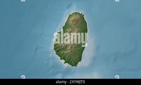 Saint Vincent Island in the Caribbean Sea on a topographic, OSM ...