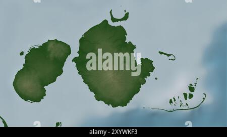 Siasi Island in the Celebes Sea, belonging to Philippines, isolated on a bilevel elevation map ...