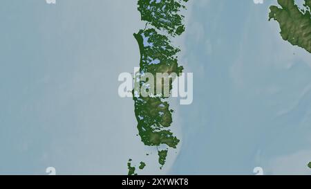 North Uist Island in the North Atlantic Ocean on a colored elevation ...