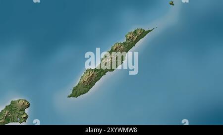 Urup Island in the Sea of Okhotsk, belonging to Russia, isolated on a ...