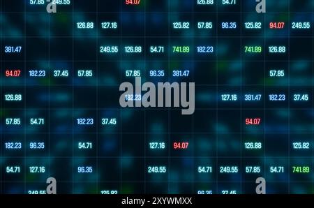 Various illuminated numbers in a wire frame with reflections and mirror ...