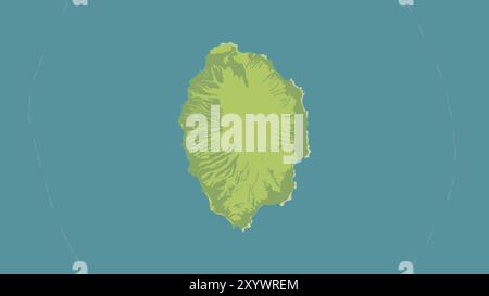 Agrihan Island in the Philippine Sea on a colored elevation map Stock ...
