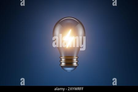 Luminous lightning sign is inside the light bulb, 3d rendering. 3d ...