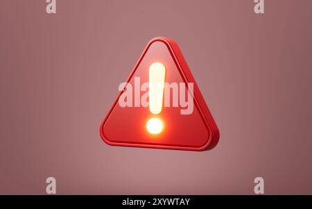 Cartoon triangle warning sign, 3d rendering. 3d illustration Stock ...