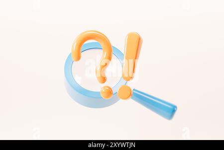 Cartoon question mark and exclamation point, chat mark, 3d rendering ...