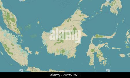 Borneo Island in the Sulu Sea - shared between: Brunei, Malaysia ...