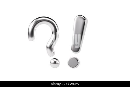 Cartoon question mark and exclamation point, chat mark, 3d rendering ...