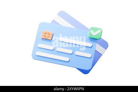 Cartoon bank cards, debit card, credit card, 3d rendering. 3d ...
