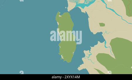 Koh Kong Island in the Gulf of Thailand on a colored elevation map ...