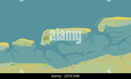Langeoog Island in the North Sea on a colored elevation map Stock Photo ...