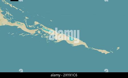 Little Exuma Island in the North Atlantic Ocean on a colored elevation ...