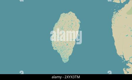 Mansel Island in the Hudson Bay on a colored elevation map Stock Photo ...