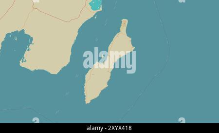 Masirah Island in the Arabian Sea on a colored elevation map Stock ...