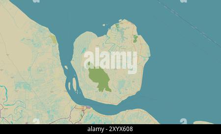 Pulau Rupat in the Malacca Strait on a colored elevation map Stock ...