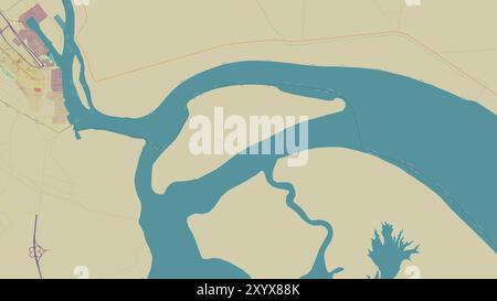 Warbah Island in the Persian Gulf on a colored elevation map Stock ...