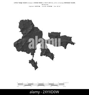 Little Tanaga Island in the Bering Sea on a colored elevation map Stock ...