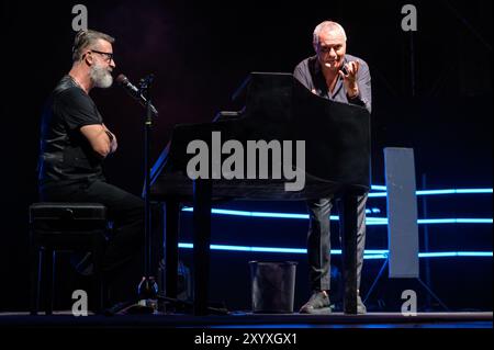 Marco Masini performs live at Piazza della Libertà during the Salerno ...