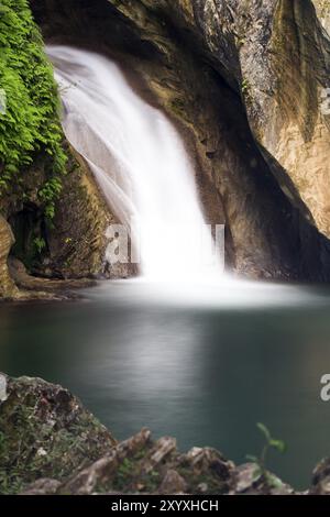 long exposure shot of a tiny waterfall in black forest, germany Stock ...