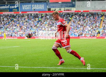 Tommy Conway of Middlesbrough controls the ball under pressure during ...
